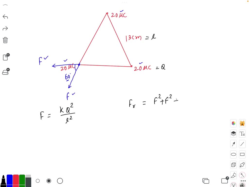 SOLVED: Three point particles of equal and positive charge 20μC are ...