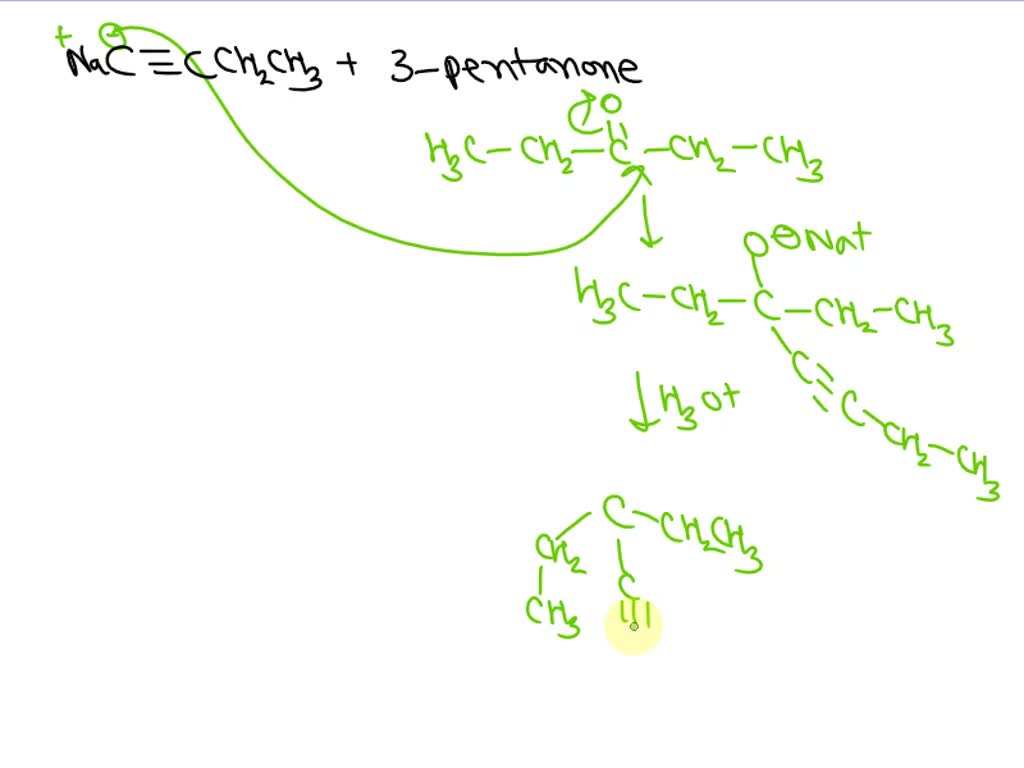 SOLVED: b) Write the full mechanism of the reaction of NaCâ‰¡CCH2CH3 with 3-pentanone. Complete ...