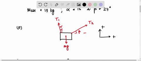 [GET ANSWER] a block having a mass of m 17 kg is suspended via two cables as shown in the figure ...