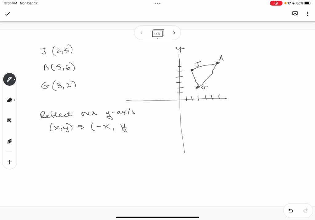 SOLVED: Given points J(2,5), A(5,6), and G(3,2), graph AJAG and its reflection image as ...