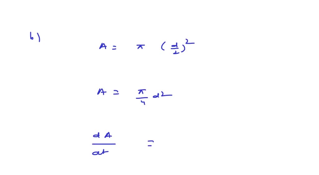 SOLVED: 6 The area of a circle is decreasing at the rate of 5 m2/s when ...