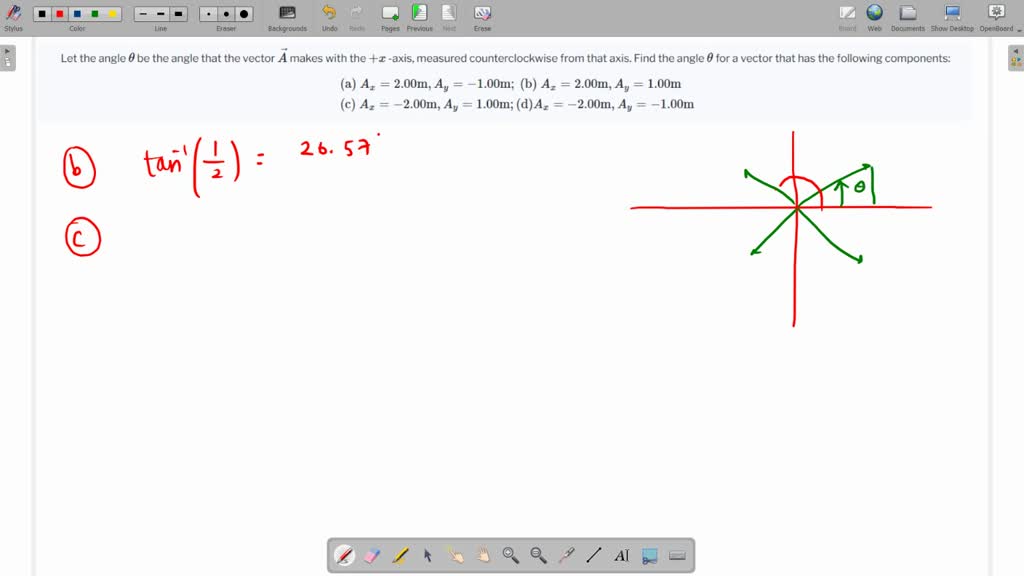 SOLVED: Let θ be the angle that the vector A⃗ makes with the +x - axis ...