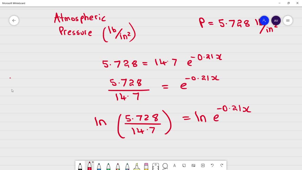 SOLVED: Atmospheric pressure P in pounds per square inch is represented ...