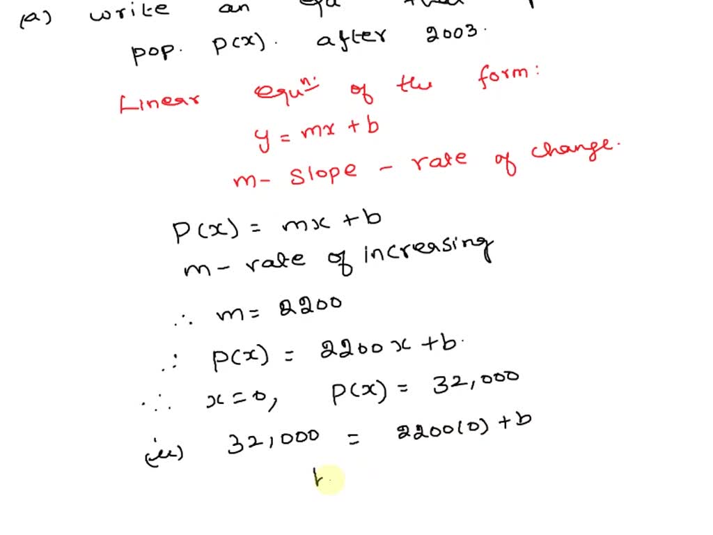SOLVED: A.) A town's population has been growing linearly. In 2003 the ...