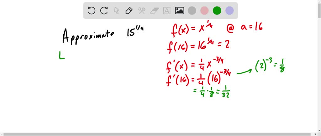 SOLVED: Approximate 151/4 using the Linear Approximation L(x) of f(x ...