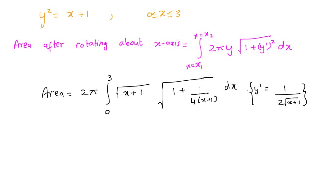 SOLVED: Find the area of the surface obtained by rotating the curve y=1+6 x^2 from x=0 to x=7 ...