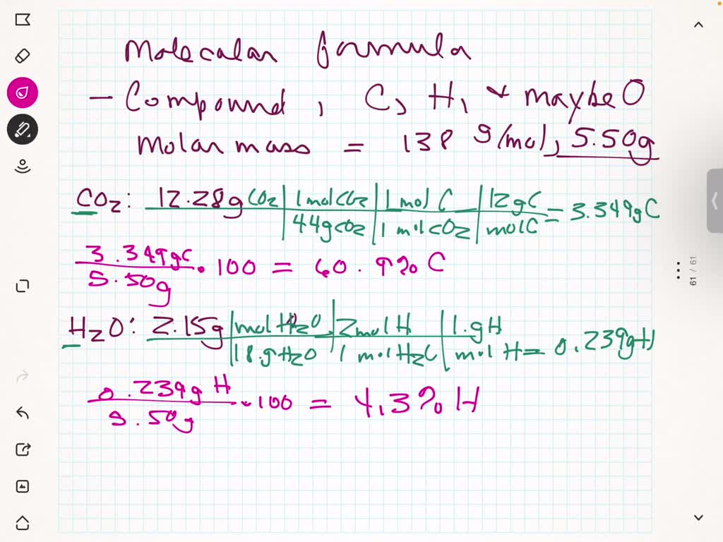 SOLVED: 5.50 g of a certain Compound X, known to be made of carbon ...