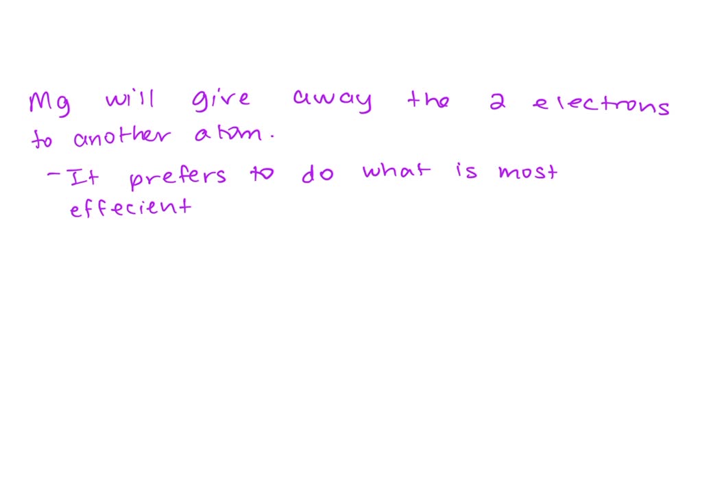 SOLVED: Magnesium (Mg) has two electrons in its outer shell. Mg will ...