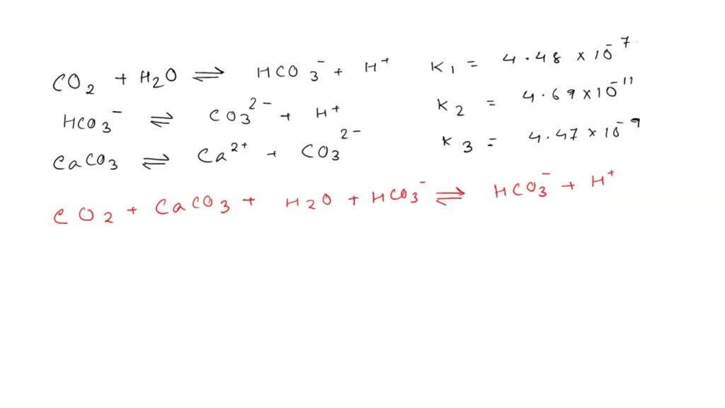 SOLVED: Based on Ka1 and Ka2 of CO2 in water (Ka1: 4.45x10^-7 for CO2 ...