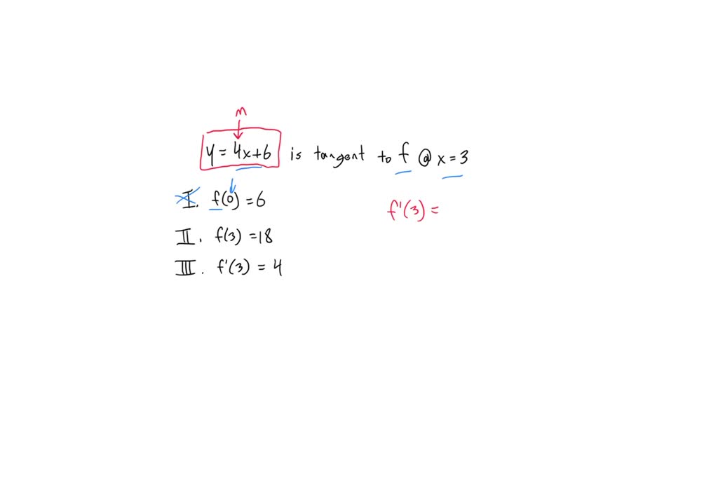 SOLVED: An equation for the line tangent to the graph of the differentiable function f at x=3 is ...