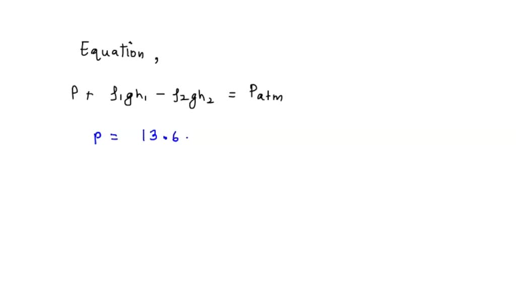 Solved The Single Column Vertical Manometer Is Connected To A Pipe