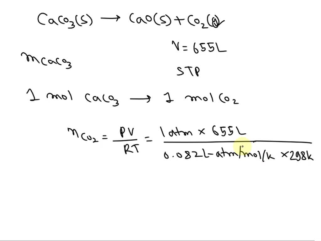 SOLVED: In the reaction, CaCO3(s) → CaO(s) + CO2(g), what mass of ...
