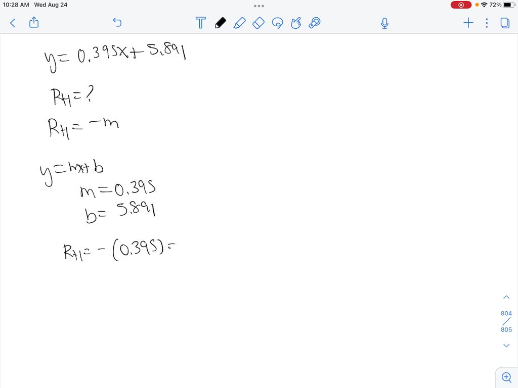 After graphing the appropriate variables for the linear Rydberg ...