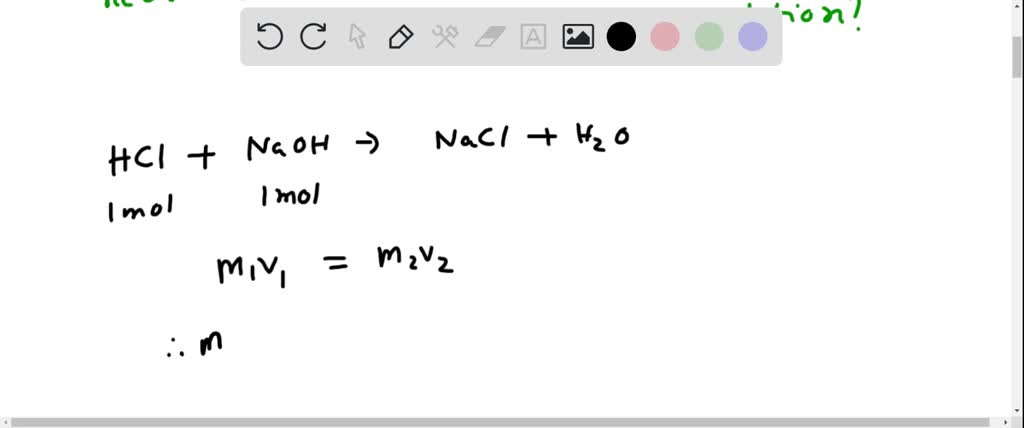 SOLVED: A 25.98-mL sample of hydrochloric acid solution requires 31.46 mL of 0.128 M sodium ...
