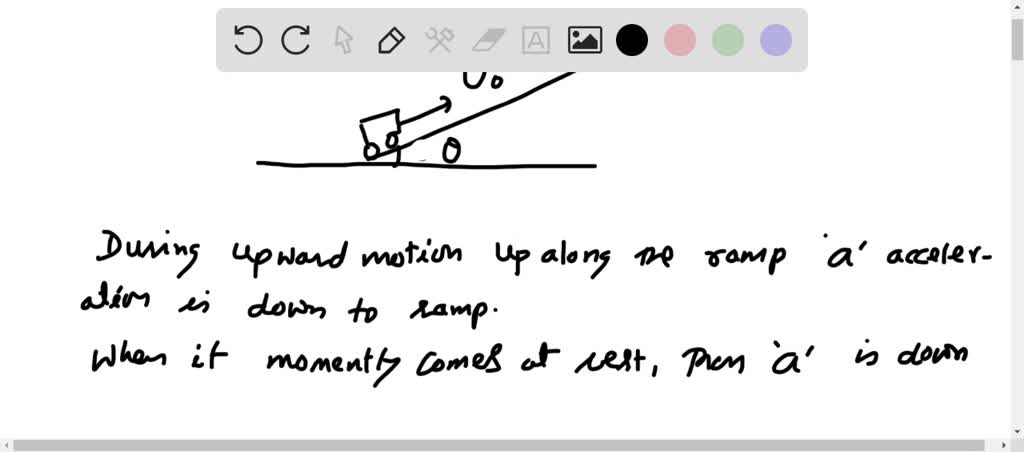 SOLVED: The cart is given an initial push up the ramp. After this push ...