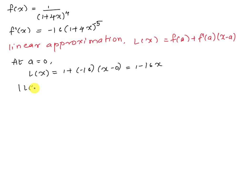 Solved 2 Verify The Given Linear Approximation At A 0 Then