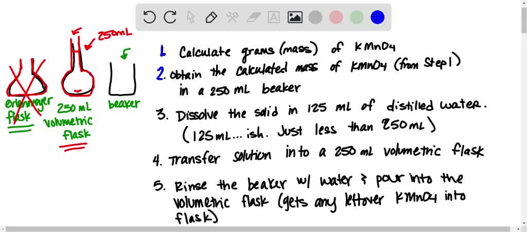 SOLVED: A student was instructed to prepare 250 mL of a 0.500 mol/L solution of potassium ...