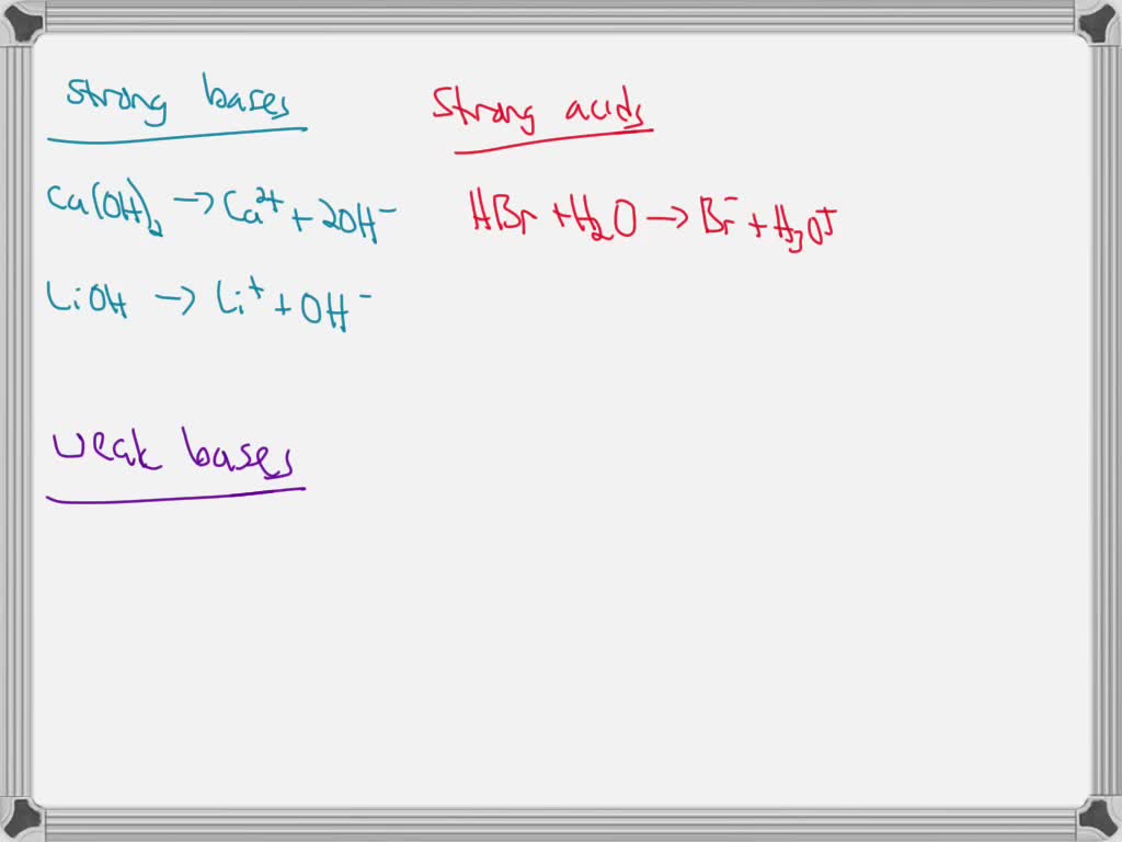 SOLVED: Chy Chemical reactions list below; select three strong and weak ... SOLVED: Chy Chemical reactions list below; select three strong and weak ...