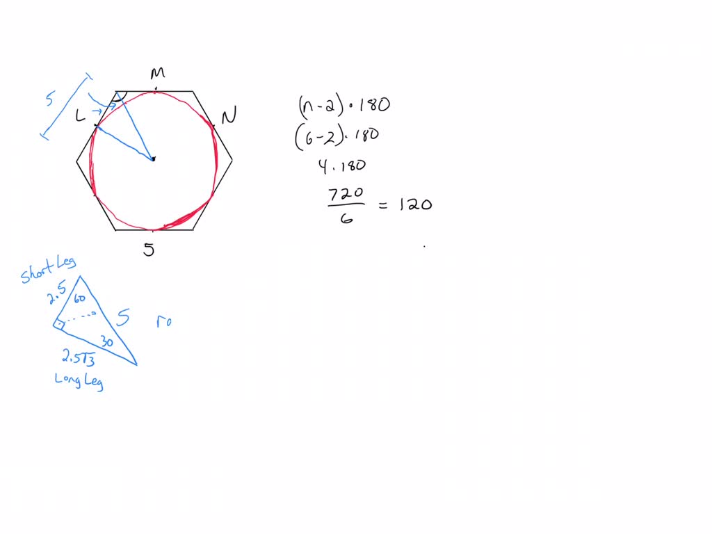 SOLVED: The figure shows part of a circle with two inscribed regular polygons–one with 6 sides ...