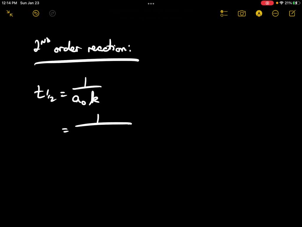 Solved The Rate Constant For A Second Order Reaction Is 0 54 M 1s 1 What Is The Half Life Of