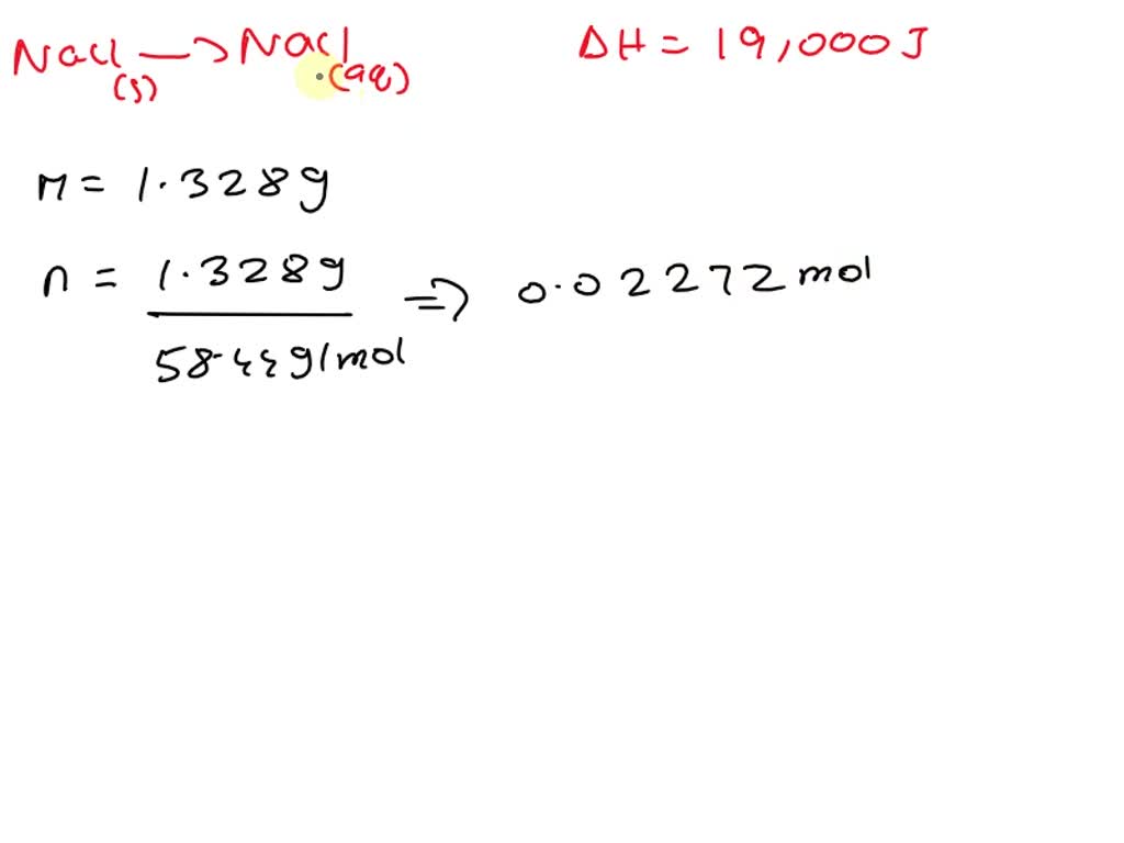 SOLVED: The equation for dissolving sodium chloride in water is given ...