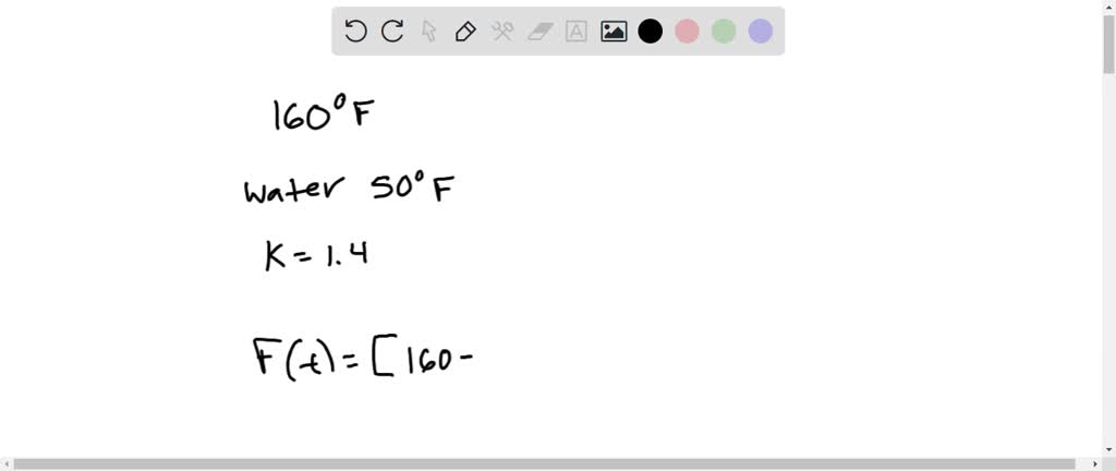 SOLVED: An object with initial temperature 160 F is submerged in large tank of water whose ...