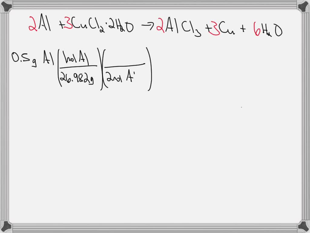 SOLVED: What is the limiting reagent if 0.5 g Al is reacted with 3.5 g ...