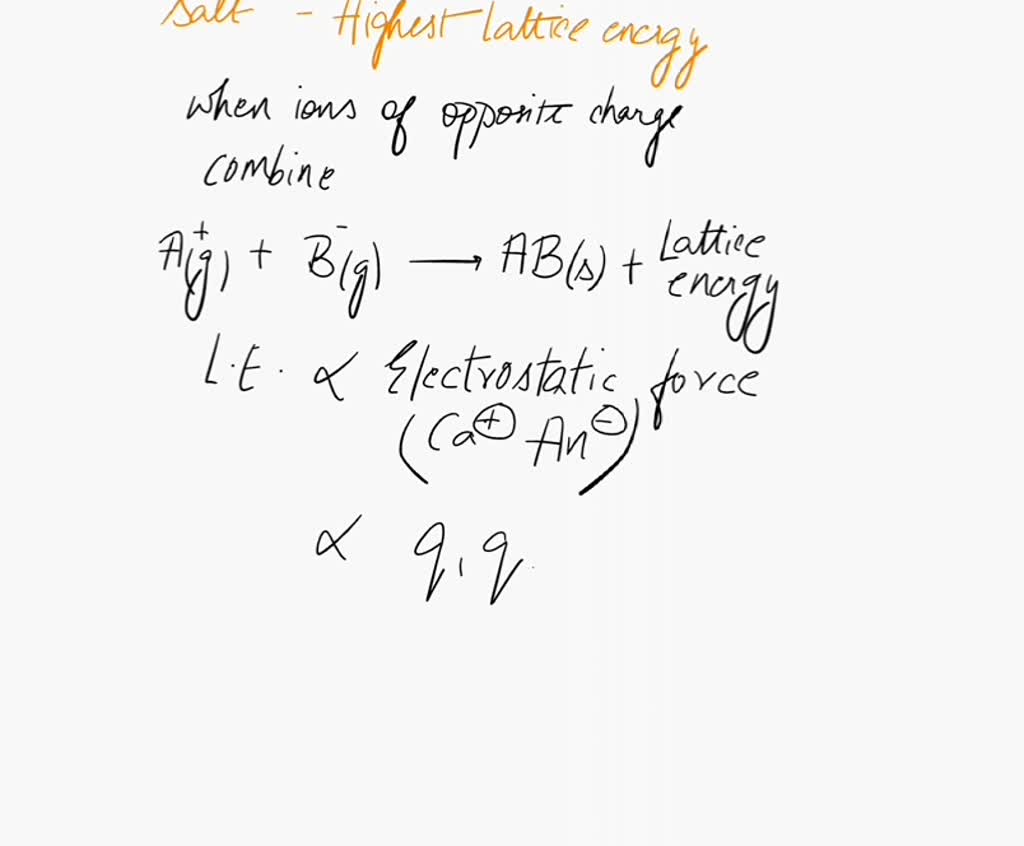 SOLVED: Write the formula for the salt with the highest lattice energy ...