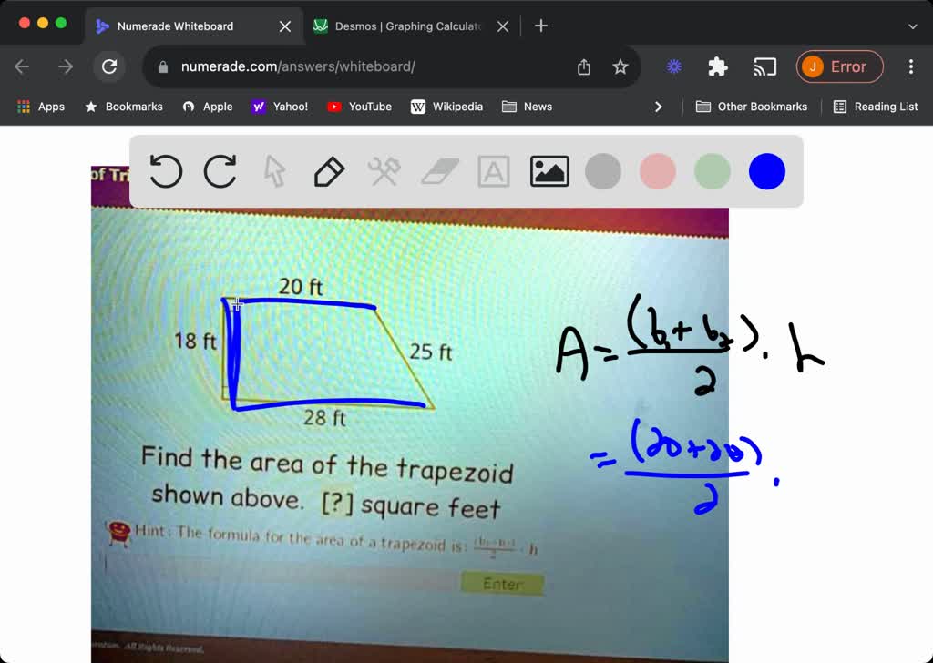 SOLVED: Title: Area of Triangles and Trapezoids 20 ft 18 ft 25 ft 28 ft ...