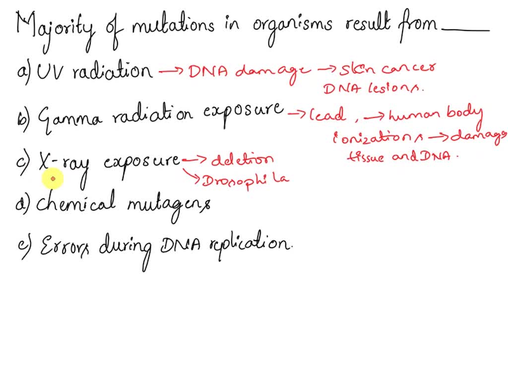 SOLVED: The majority of mutations in organisms resulf from UV radiation ...