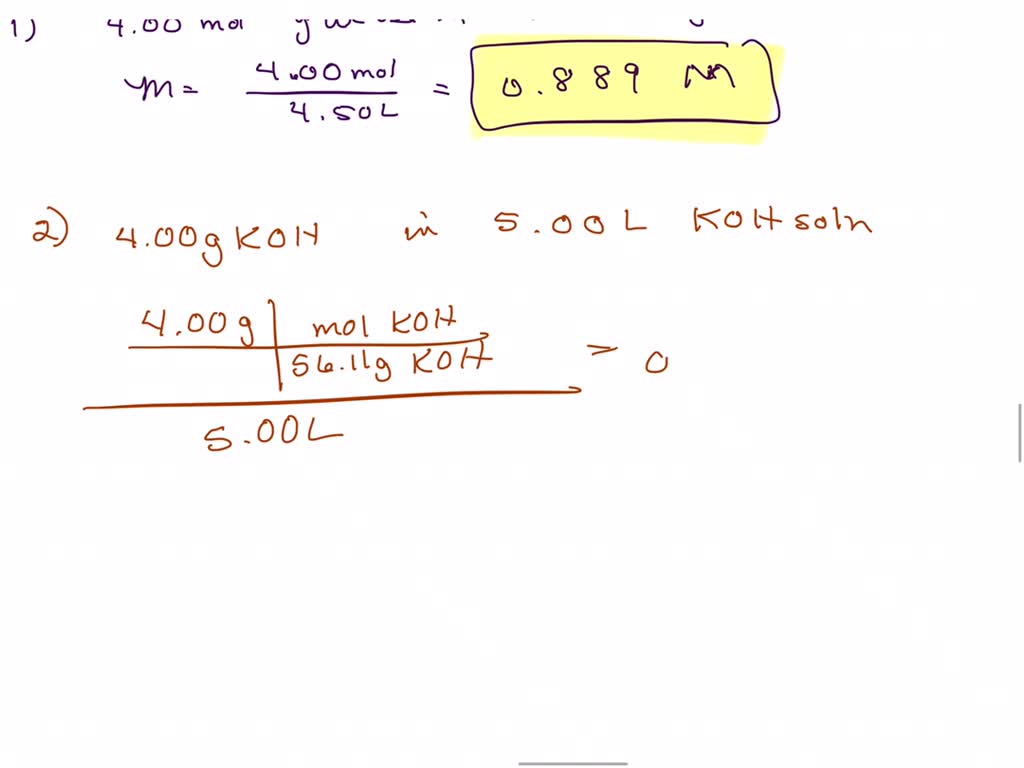 SOLVED: Calculate the molarity of each of the following. 4.00 moles of glucose in 4.50 L of a ...