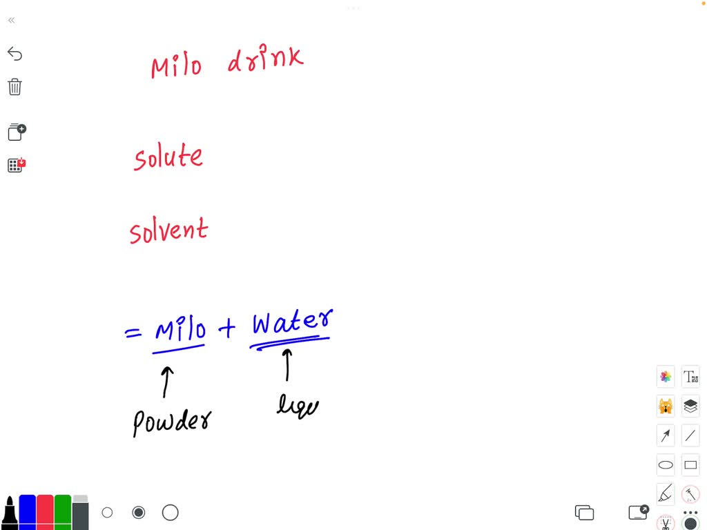 SOLVED: in a Milo drink mixture identify what part is the solute and ...