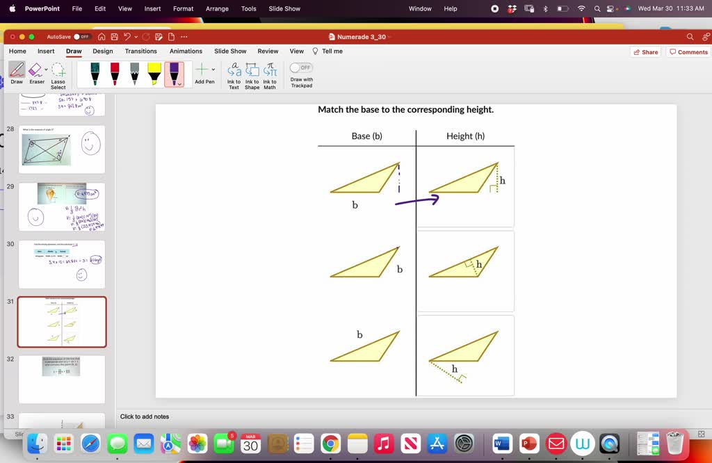SOLVED: 'Match the base to the corresponding height. Match the base to ...