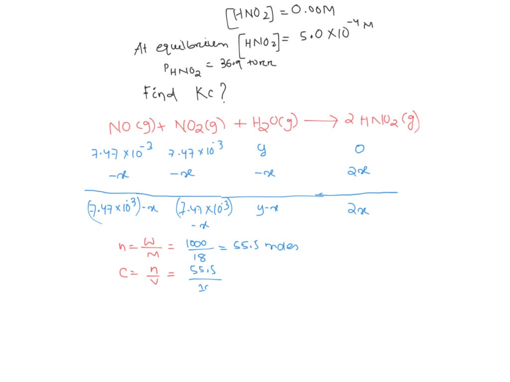 SOLVED: To study the following reaction at 20C, a mixture of NO(g), NO2(g) and H2O(g) was ...