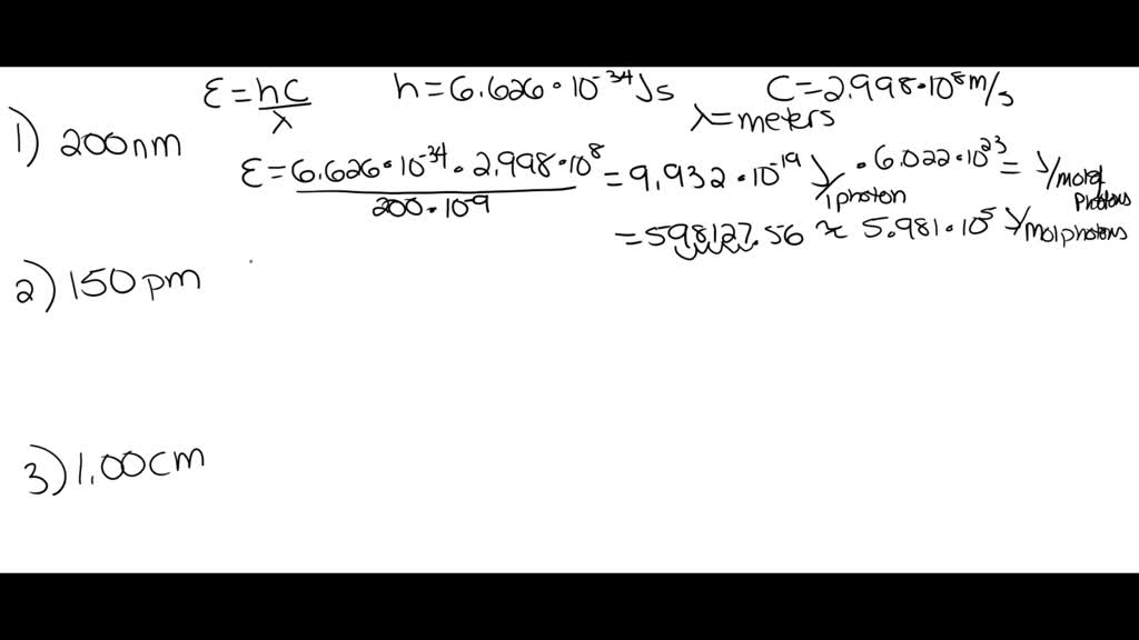 SOLVED: Calculate the energy of a photon and the energy per mole of ...