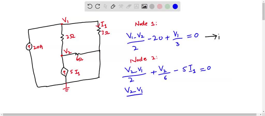 SOLVED: Question 2: 1. Find V1, V2 by using nodal analysis. 2. Find the power absorbed by the ...