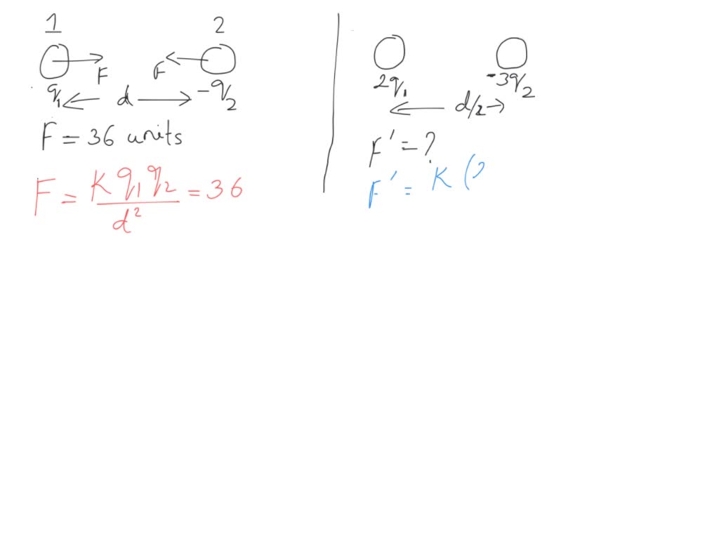 SOLVED: Objects 1 and 2 attract each other with a electrostatic force of 36.0 units If the ...
