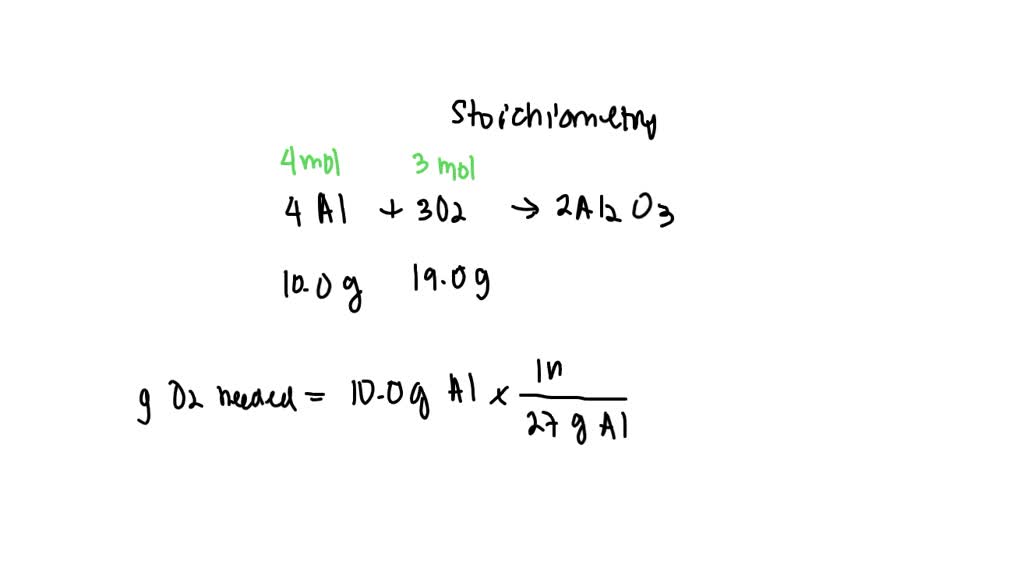 SOLVED: 5. Given the reaction: 4Al(s) + 3O2(g) → 2Al2O3(s) What is the minimum number of grams ...