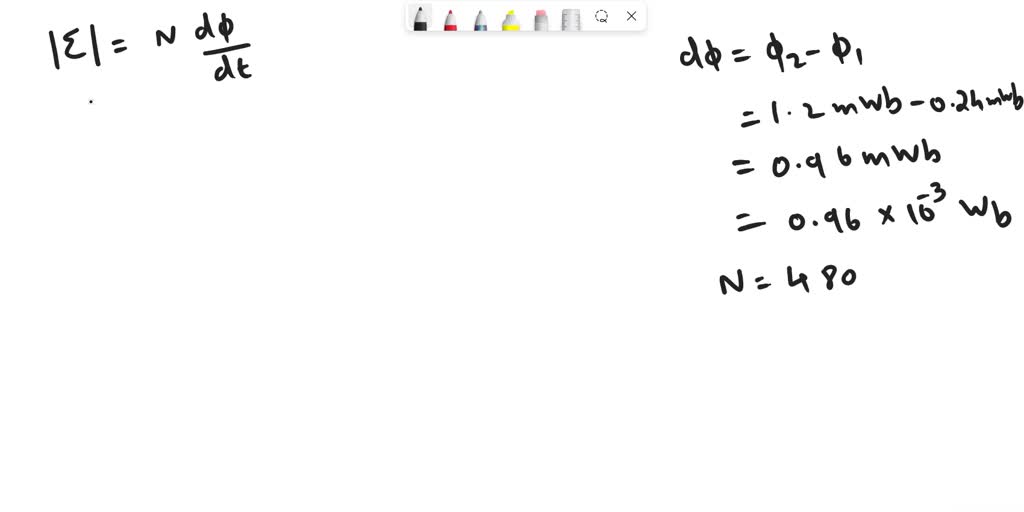 SOLVED: A coil has 480 turns and the flux in it changes from 0.24 mWb to 1.2 mWb in 0.24 seconds ...