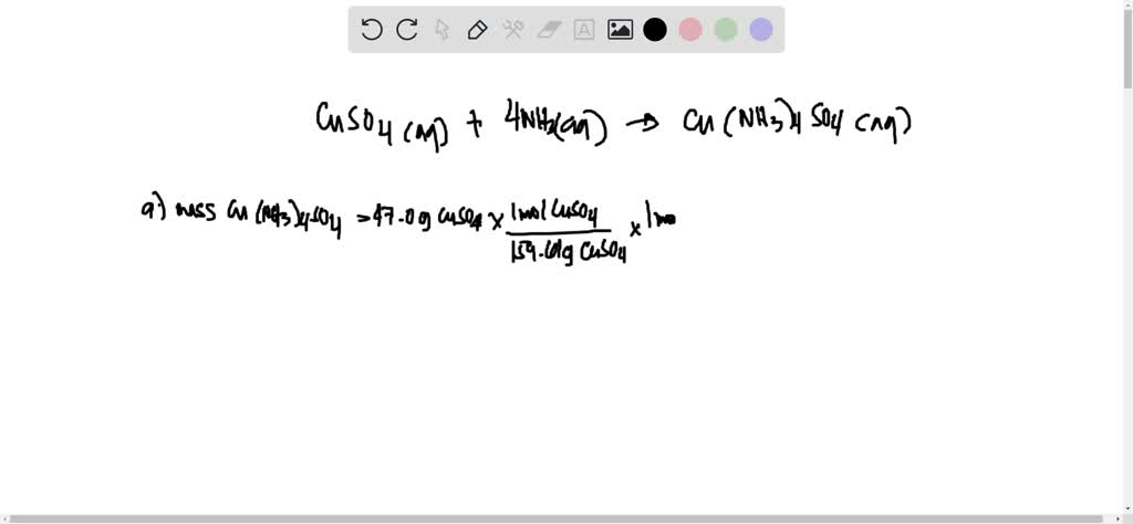 SOLVED: The deep blue compound Cu(NH4)4SO4 is made by the reaction of ...