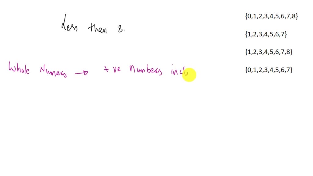 SOLVED: Indicate the following sets by the listing method: Whole numbers less than 8. Question 3 ...