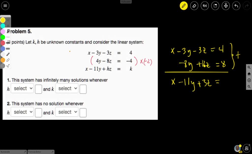 SOLVED: The system has exactly one solution if k does not exist.
