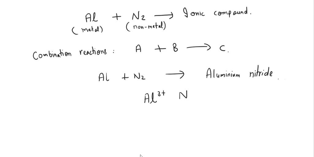 Predict the product in the combination reaction below. Al (s) + N2 (g ...