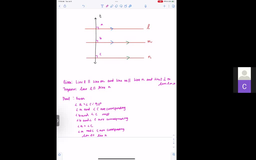 SOLVED: A concise paragraph proof of Theorem 3-8: In a plane, if two ...