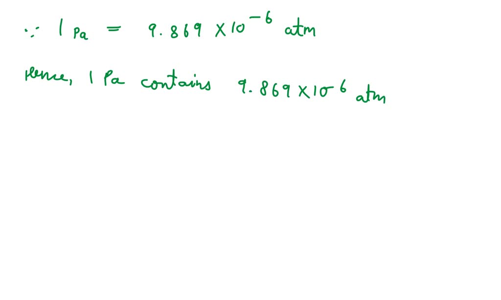 SOLVED Convert 5 Atm To MmH20