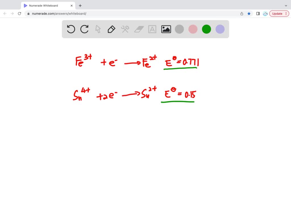 SOLVED: In the electrochemical cell using the redox reaction below, the ...