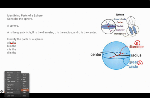 What is the name of part B in the sphere...