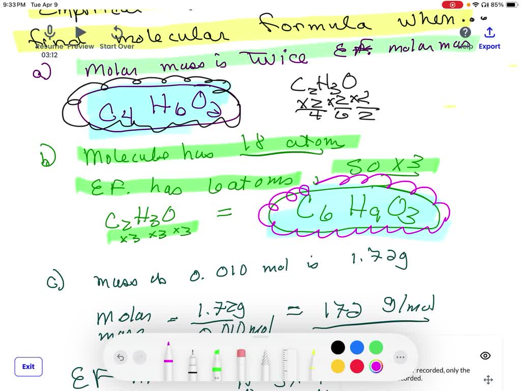 SOLVED: 9 The empirical formula of X is CiHis S, The relative formula ...