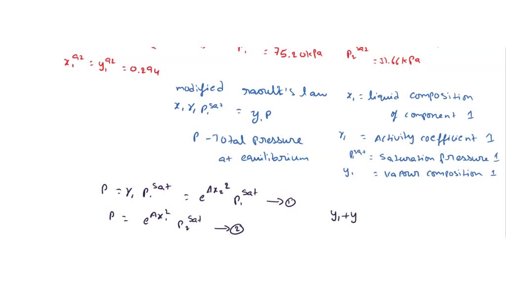 SOLVED: A liquid mixture of cyclohexanone (1) / phenol (2) for which x1 = 0.6 is in equilibrium ...