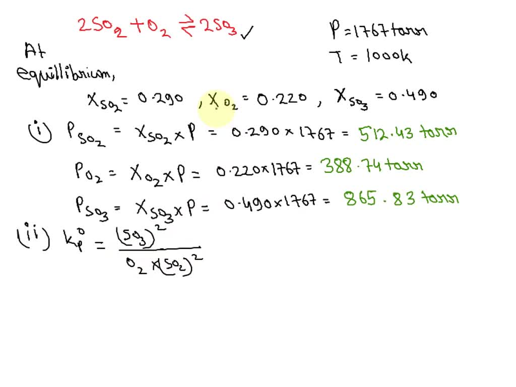 SOLVED: For the gas-phase reaction 2SO2 + O2 = 2SO3, observed mole ...